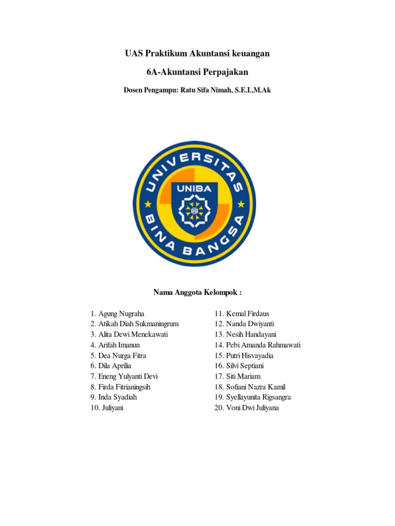 UAS Praktikum Akuntansi Keuangan 6A - APJ | PDF