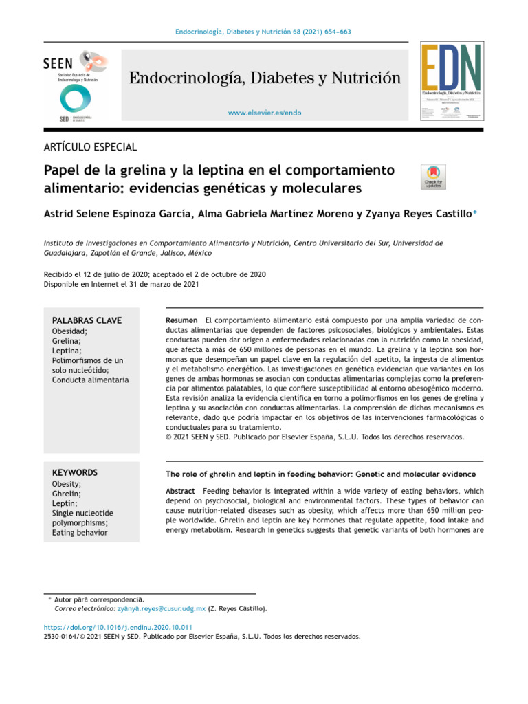 Leptina y Grelina | PDF | Obesidad | Leptina