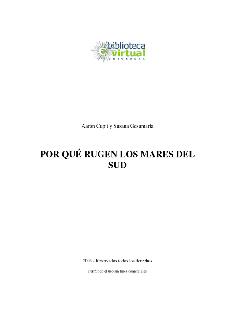 Por Qué Rugen Los Mares Del SUD: Aarón Cupit y Susana Gesumaría | PDF