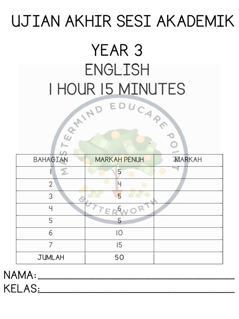 ENGLISH ASSESSMENT YEAR 3 - Watermark | PDF | Foods | Cuisine