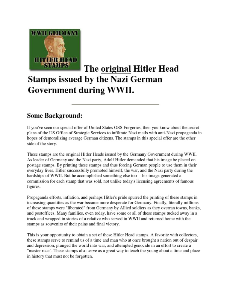 Hitler Heads | PDF | Postage Stamp | Nazi Germany