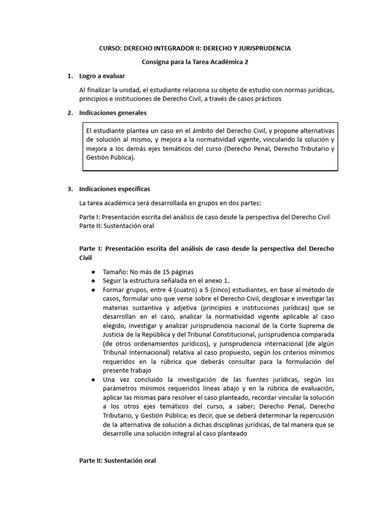 Consigna Ta2 GC - D31H - Ta2 - 21C1M - V4 | PDF | Caso de ley | Justicia