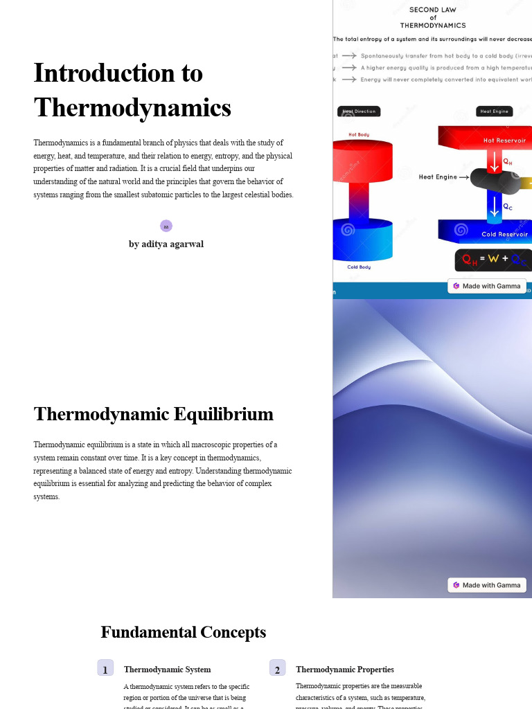Introduction To Thermodynamics | PDF | Entropy | Second Law Of Thermodynamics