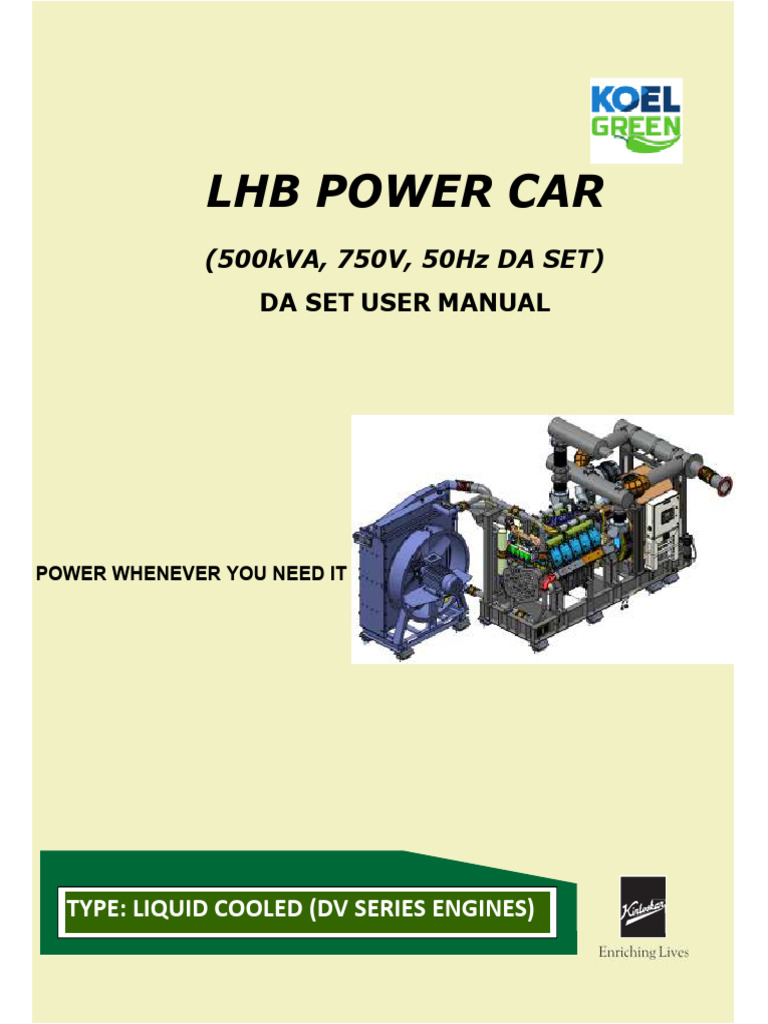 LHB Power Car 500kVA User Manual | PDF | Electrical Engineering ...