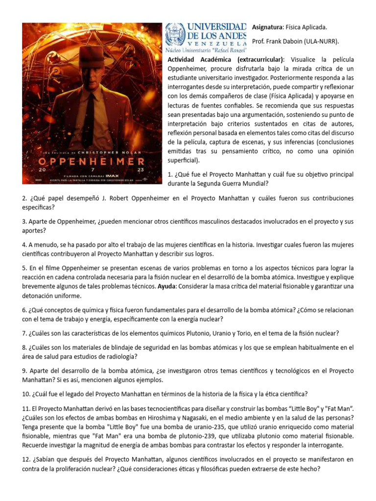 Análisis crítico del Proyecto Manhattan | PDF | Armas nucleares ...