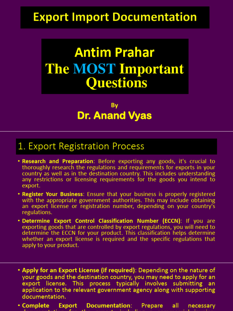 Antim Prahar 2024 Export Import Documentation | PDF | Taxes | Exports Antim Prahar 2024 Export Import Documentation | PDF | Taxes | Exports