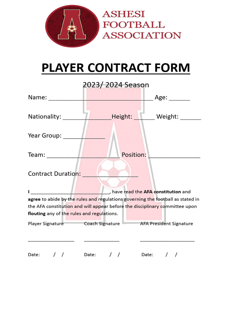 Player Contract Form 1 | PDF