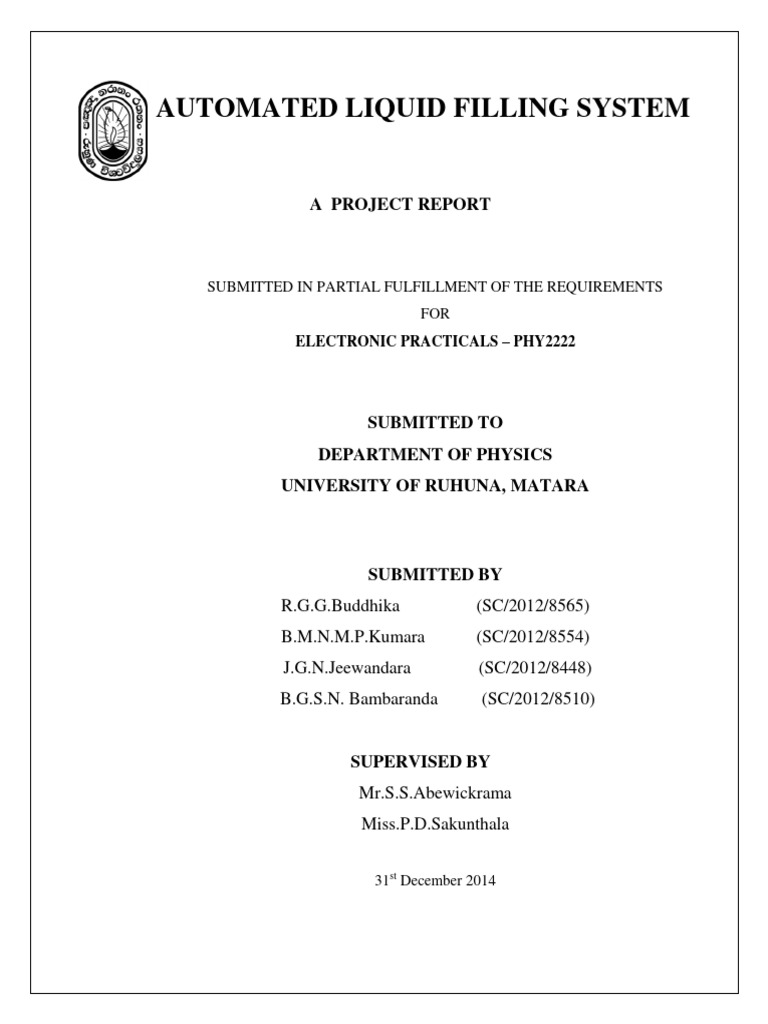 Automated Liquid Filling System Ep 2014 | PDF | Microcontroller | Relay