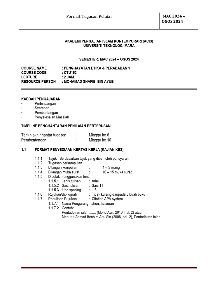 Format Tugasan Pelajar 2 | PDF