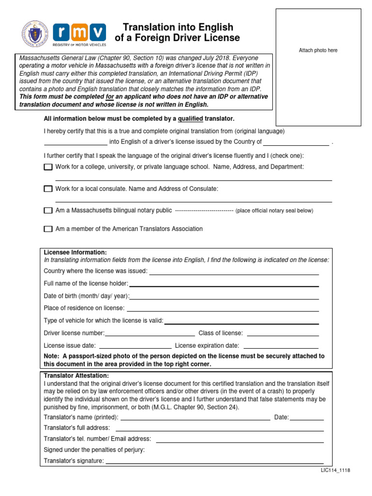 Foreign Driver License Translation Form | PDF | Driver's License | License