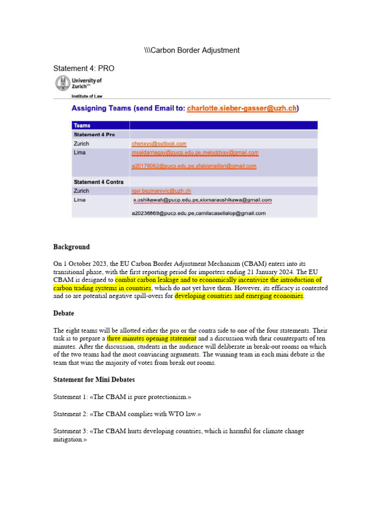 Carbon Border Adjustment | PDF | Climate Change | Economy And The Environment