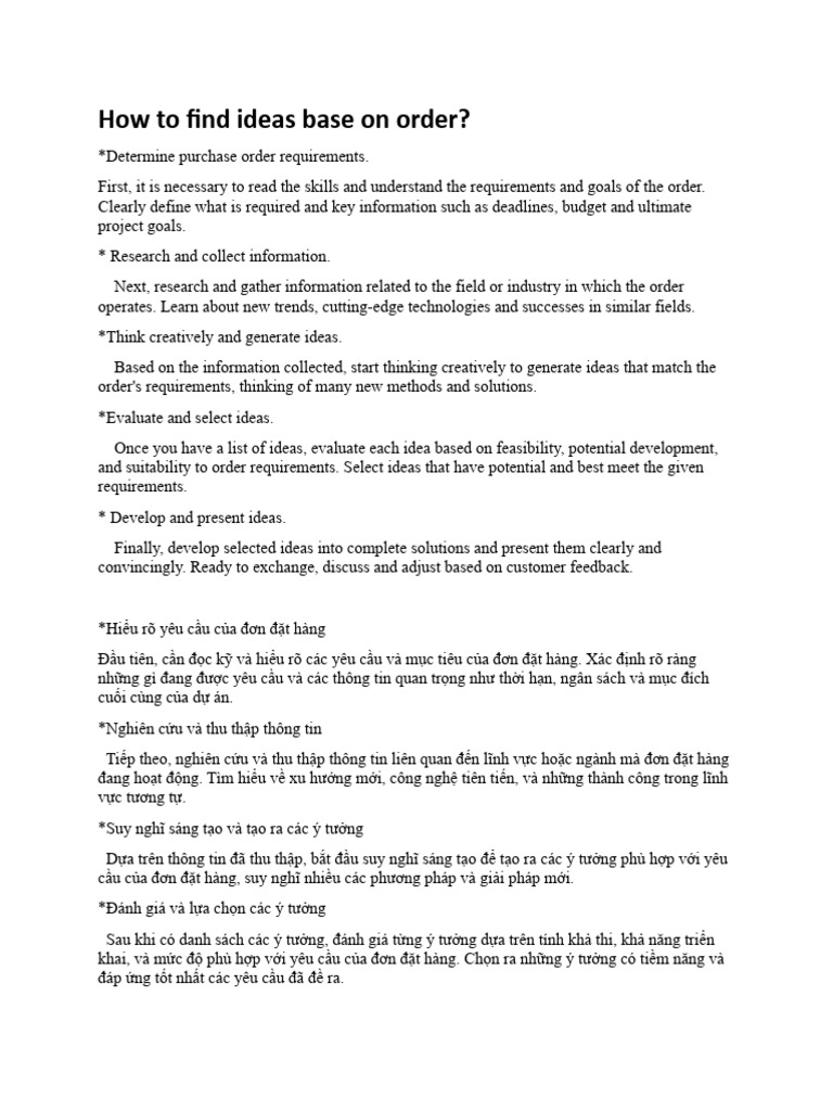 How To Find Ideas Base On Order | PDF