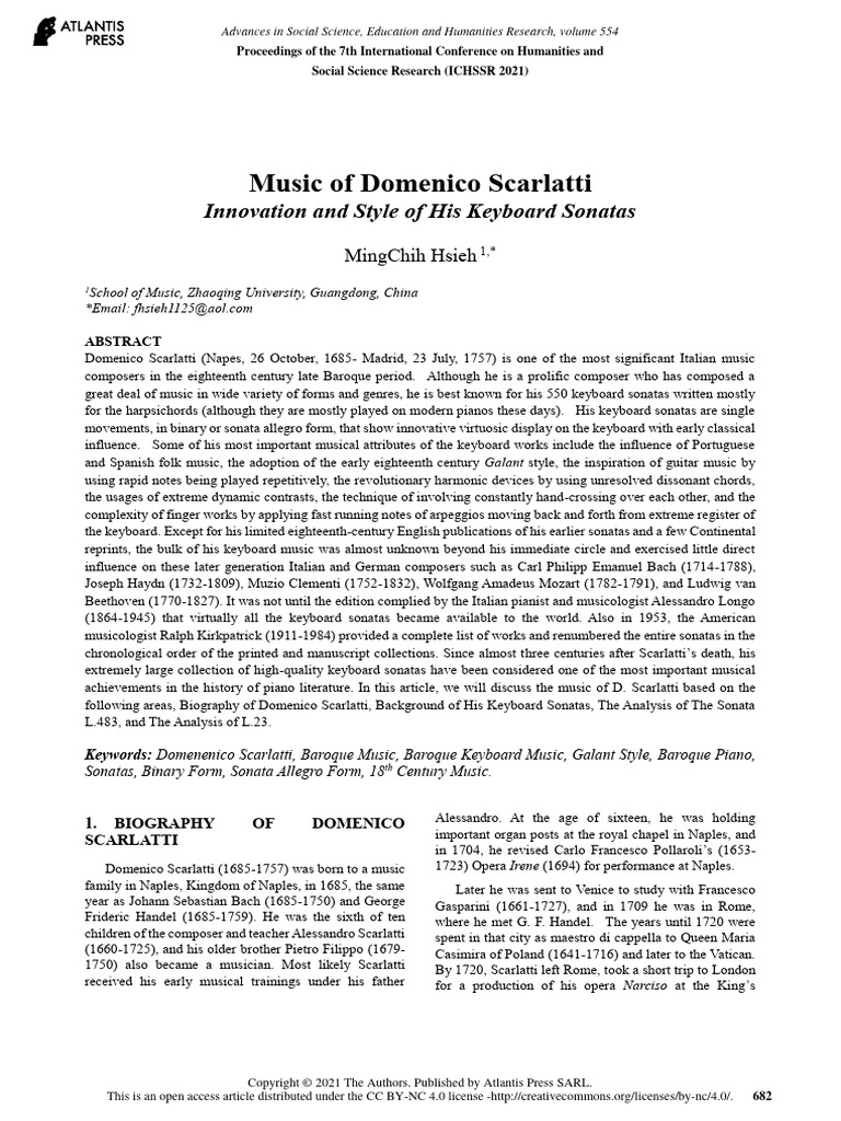 Music of Domenico Scarlatti: Innovation and Style of His Keyboard ...