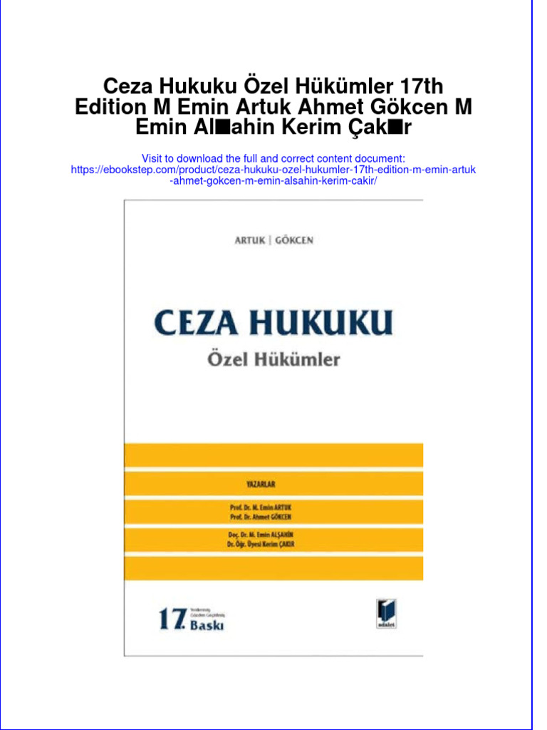 PDF of Ceza Hukuku Ozel Hukumler 17Th Edition M Emin Artuk Ahmet Gokcen M Emin Alsahin Kerim ...