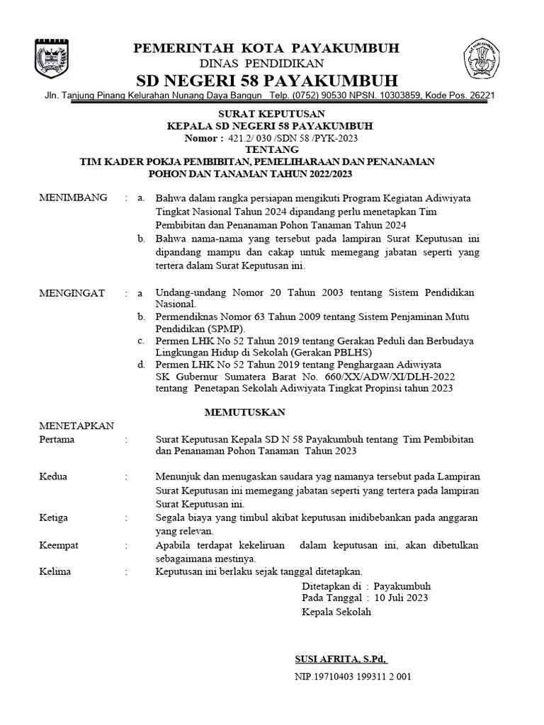 2022-2023 SK Tim Pokja Inovasi Pembibitan | PDF