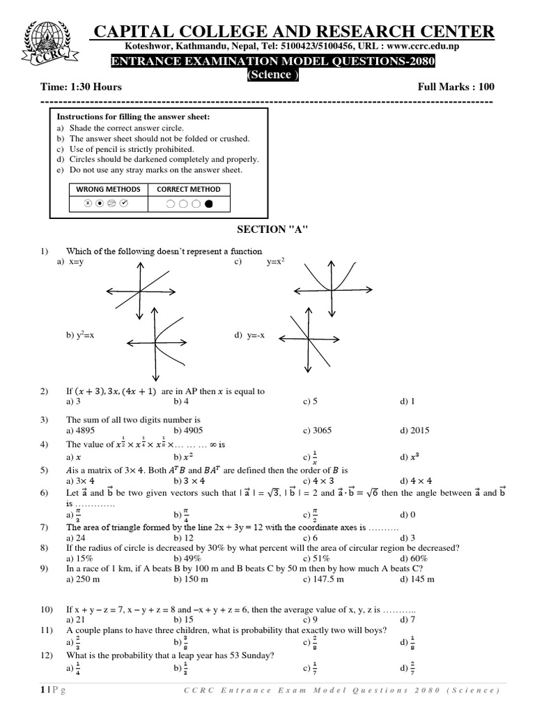 Science Model Questions 2080 | PDF | Epithelium | Area