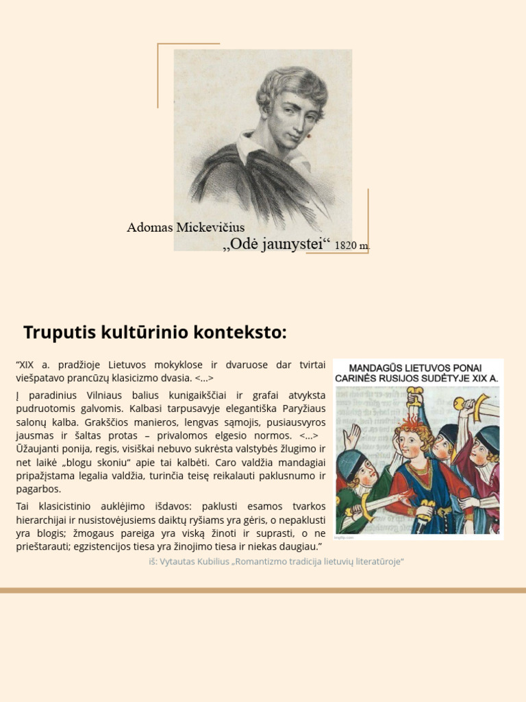 Adomas Mickevicius. Ode Jaunystei | PDF