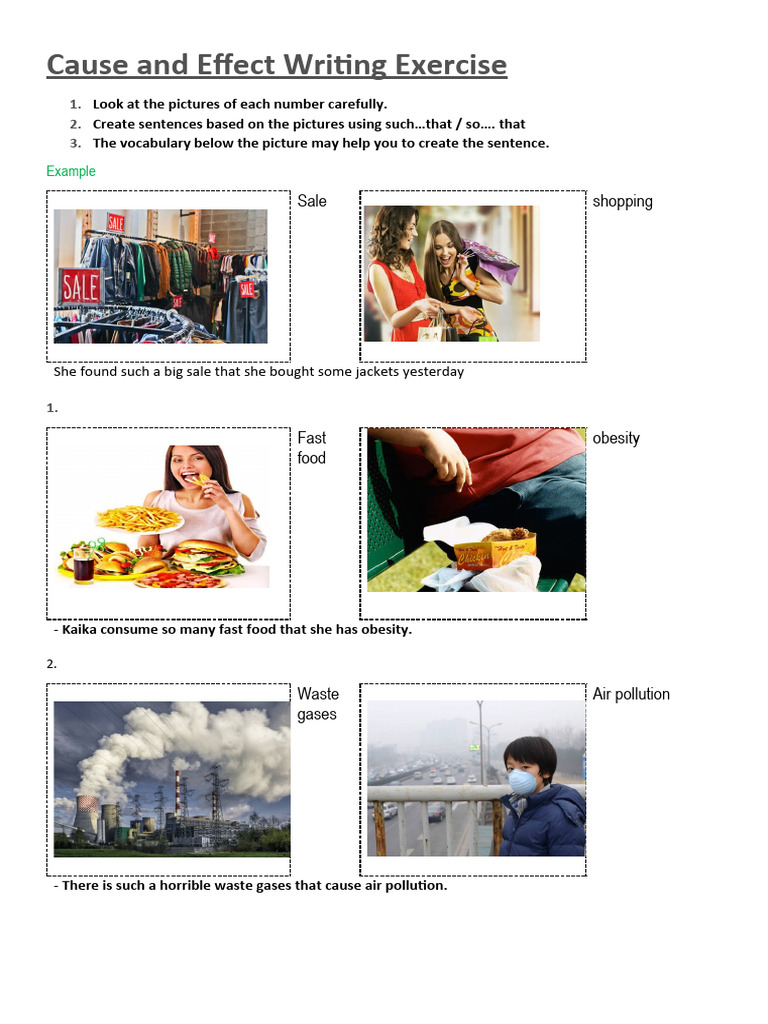 Cause and Effect Writing Exercise | PDF | Environmental Issues | Pollution