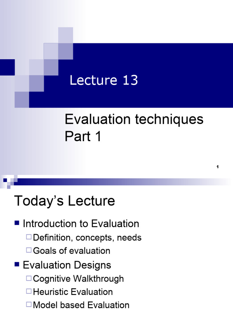 HCI Lecture Evaluation Part-I | PDF | Usability | Evaluation