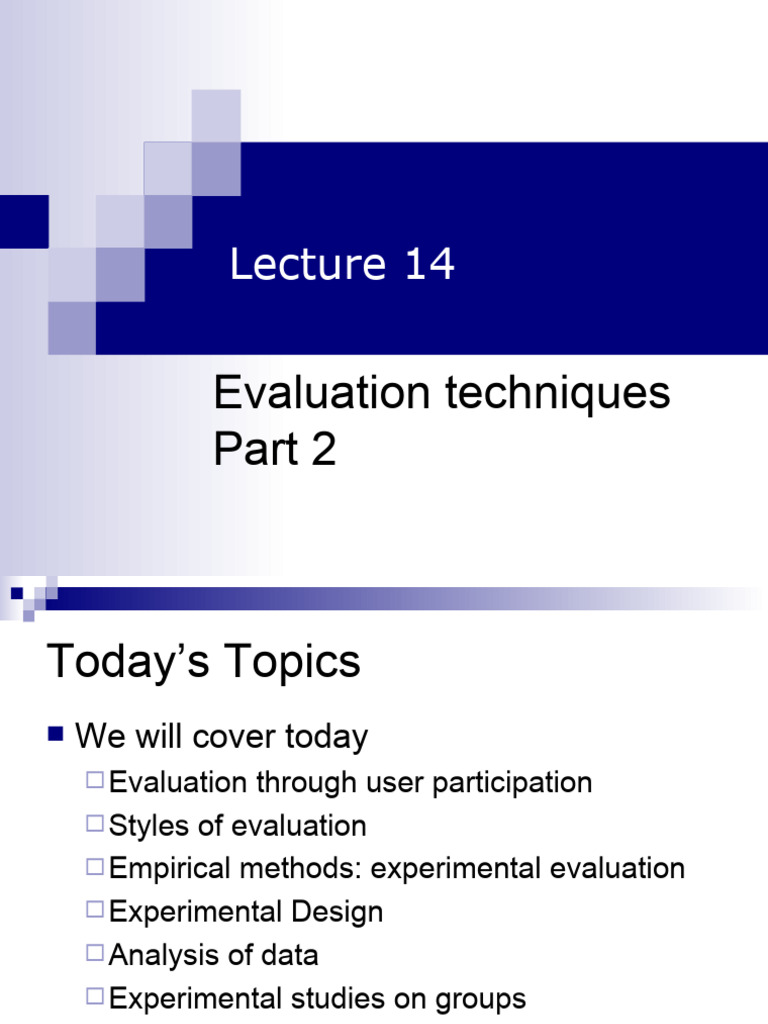 HCI Lecture Evaluation Part II | PDF | Experiment | Usability