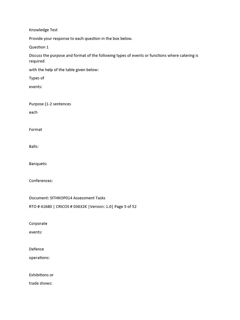 Knowledge Test Pdf
