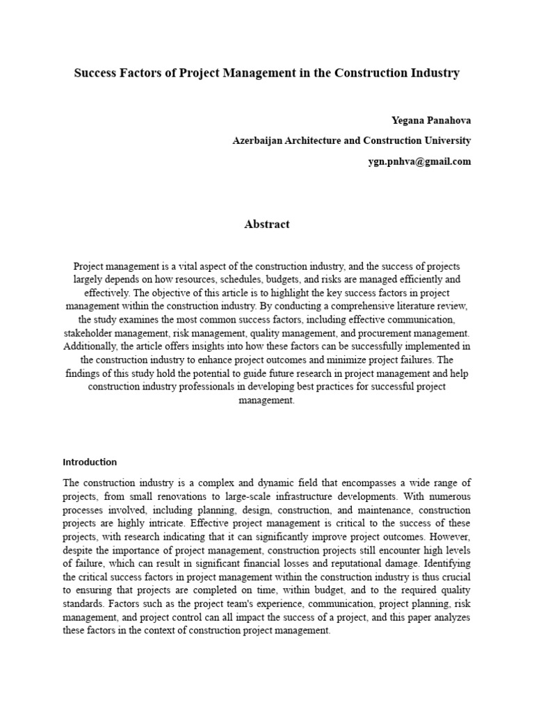 Construction Project Success Guide | PDF | Project Management | Business