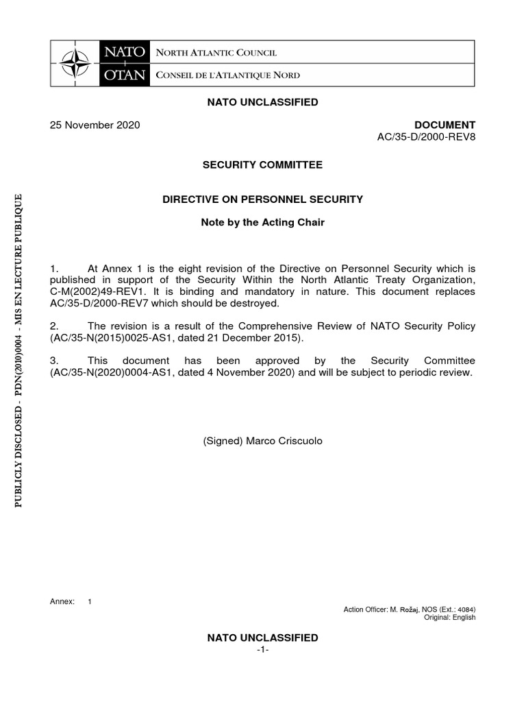 AC 35-D 2000-REV8 - Directive Pers Security FINAL NU | PDF | Classified ...