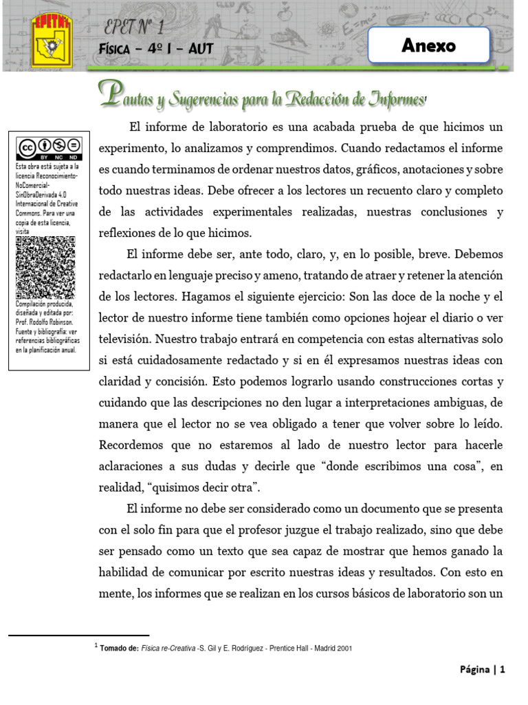 Actividad #04 - Anexo PAUTAS PARA ELABORAR UN INFORME | PDF | Citación | Bibliografía