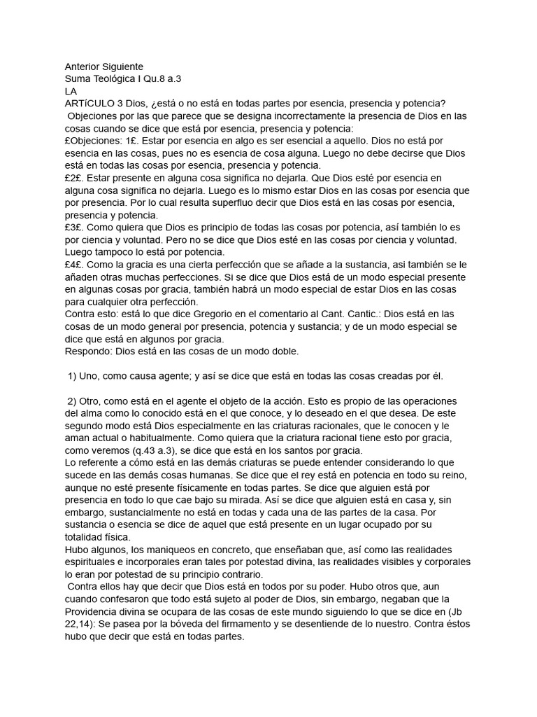 Esencia, Presencia y Potencial | PDF | Esencia | Dios