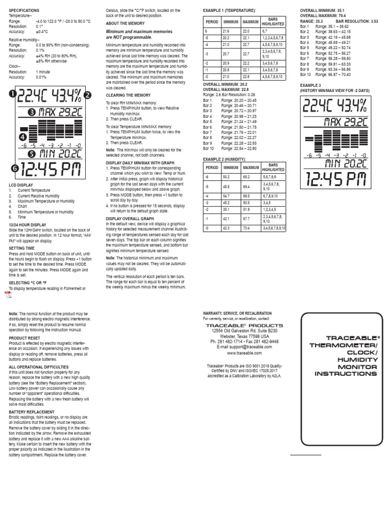 Manual de Usuario Termohigrómetro | PDF | Humidity | Temperature