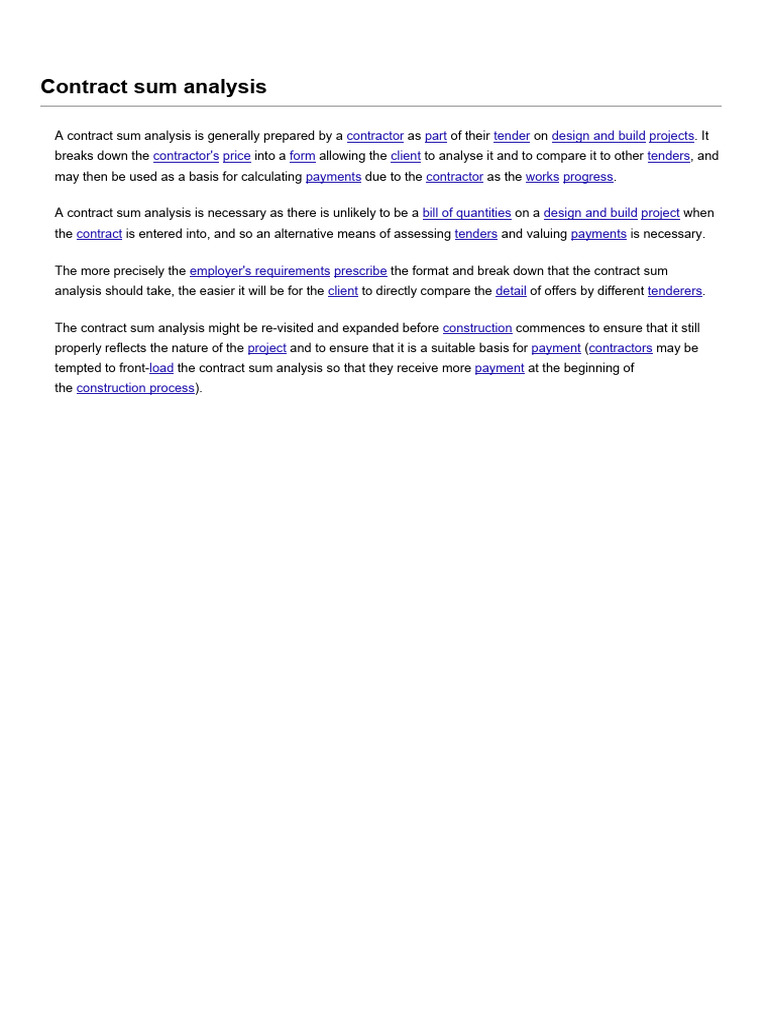 Contract Sum Analysis | PDF