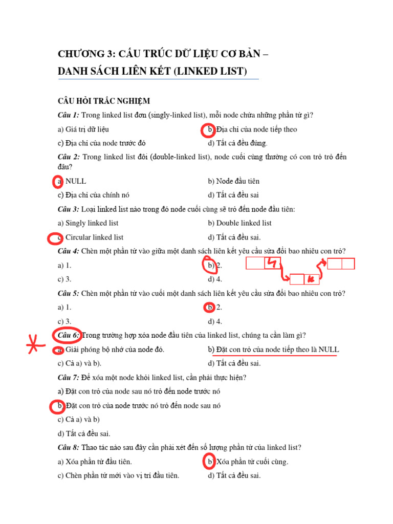 Cau Truc Du Lieu Giai Thuat Bai Tap Chuong 3 Linked List | PDF