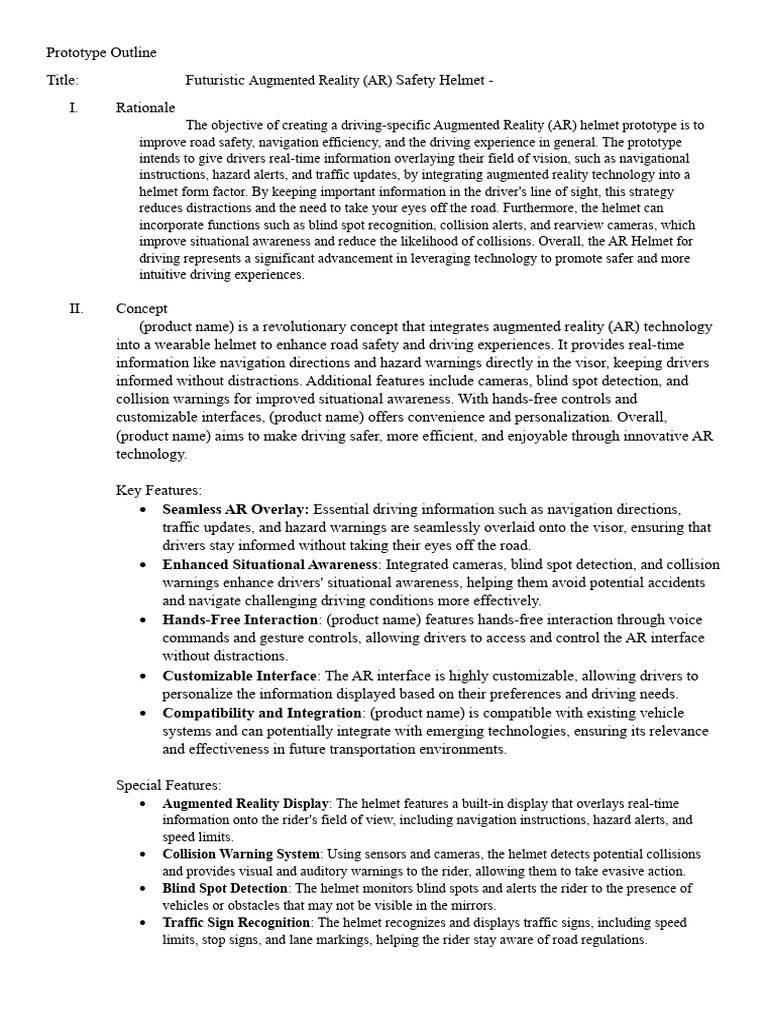 Prototype Outline | PDF | Augmented Reality | Road Safety