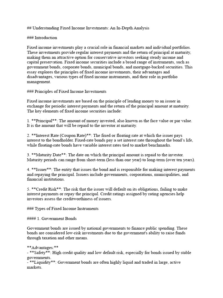 Fixed Income Investments Explained | PDF | Bonds (Finance) | Fixed Income
