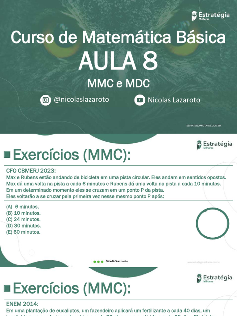 Material-da-Aula-2 - Matemática Básica Com Nicola-Aula 08 - MMC e -Slide | PDF
