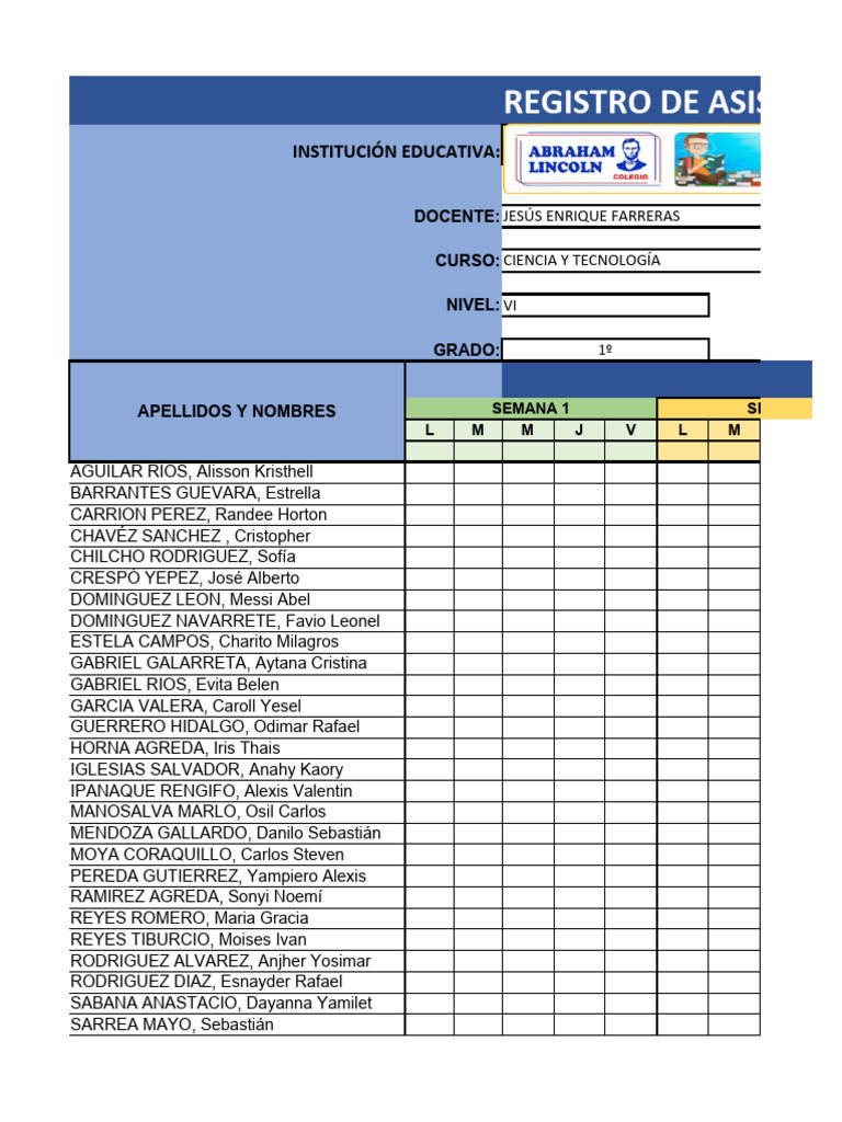 Registro de Asistencia 2024 - Educación | PDF
