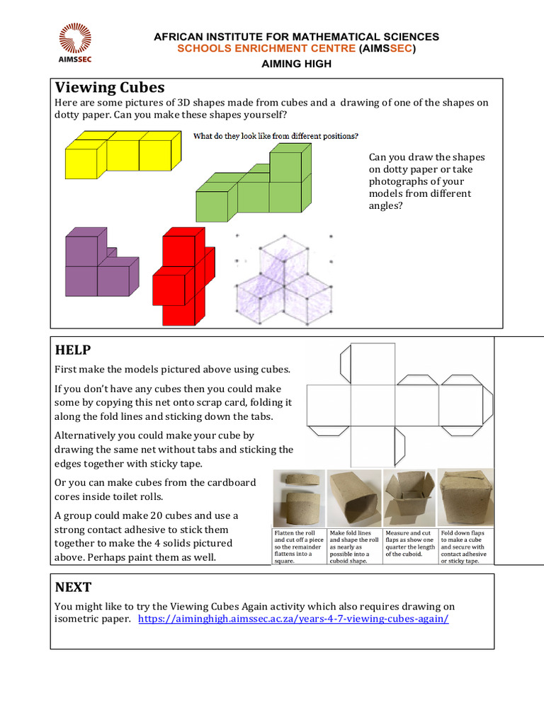 Viewing Cubes Worksheet | PDF