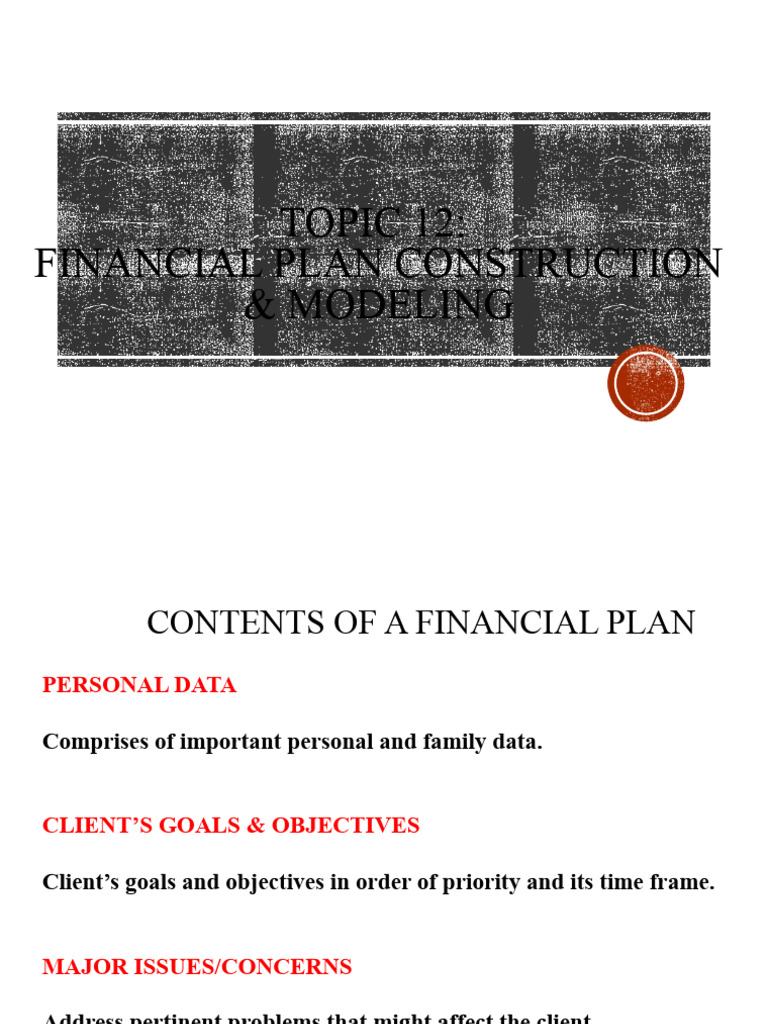 Topic 12 Financial Plan Construction & Modelling | PDF | Investing | Taxes