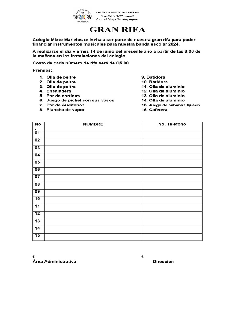 Gran Rifa 2024 | PDF