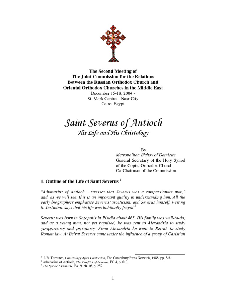 Saint Severus of Antioch - His Life and Chris To Logy | PDF | Council ...