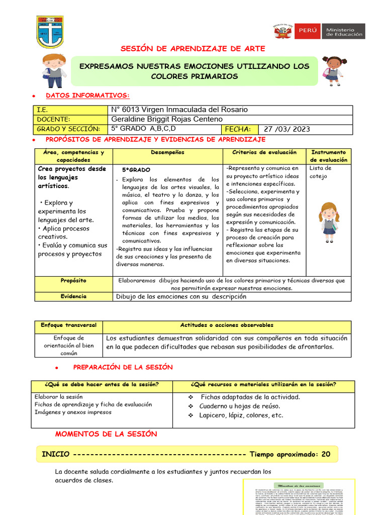 SESION ARTE 27-03 Expresamos Nuestras Emociones | PDF | Las emociones ...