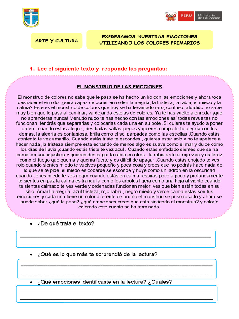 Emociones y Colores Primarios en Arte | PDF