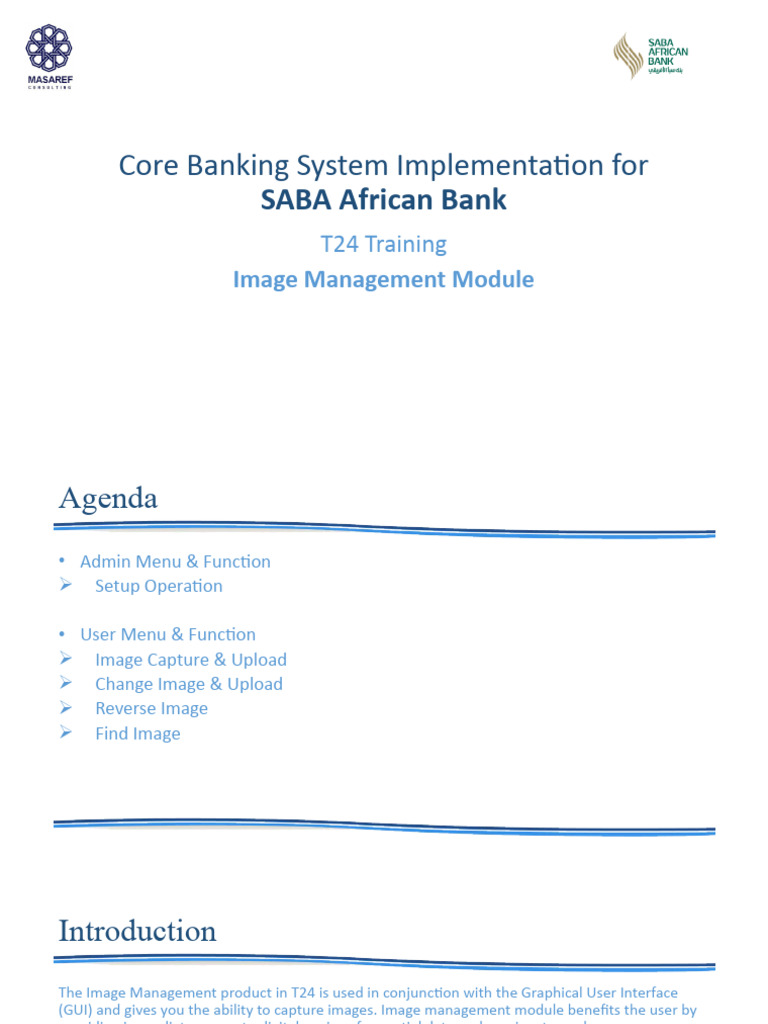 SABA - T24 Image Management v1.0 | PDF