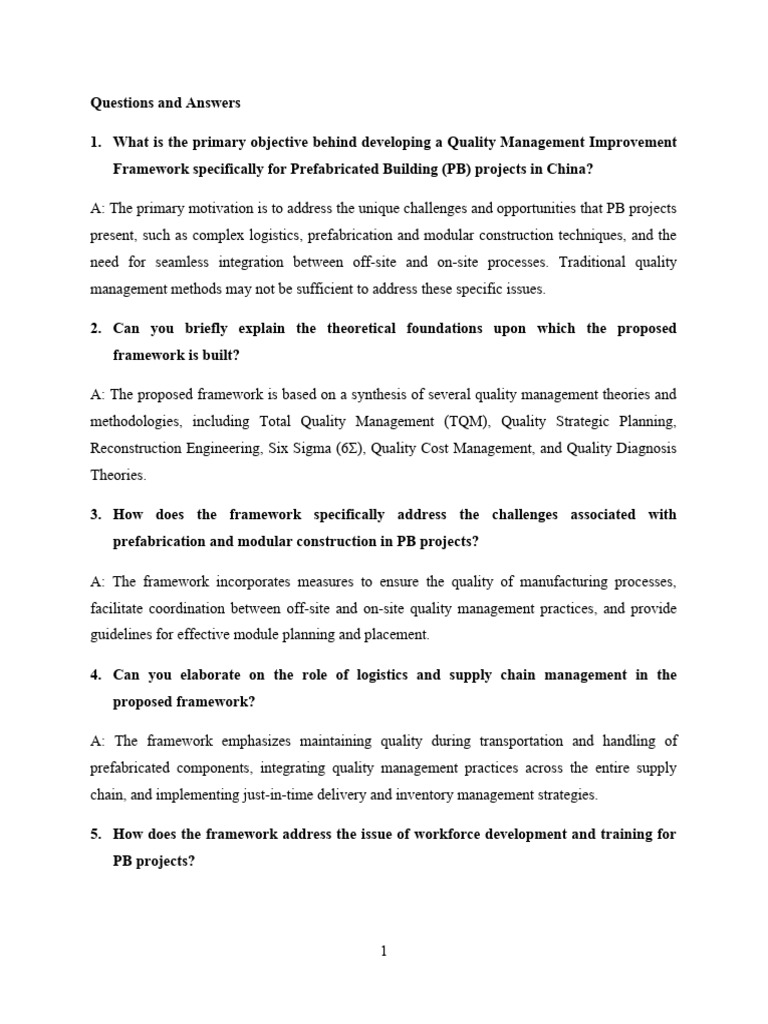 Questions and Answers | PDF | Quality Management | Building Information ...