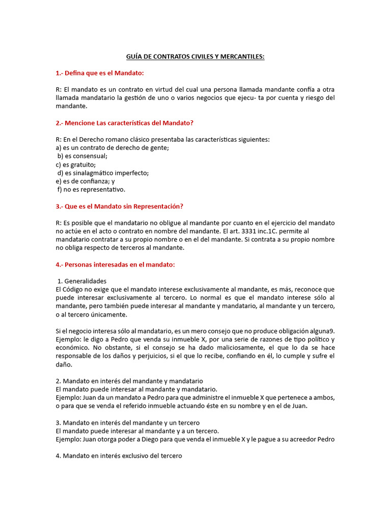 Guia de Contratos Civiles y Mercantiles | PDF | Derecho privado | Derecho contractual