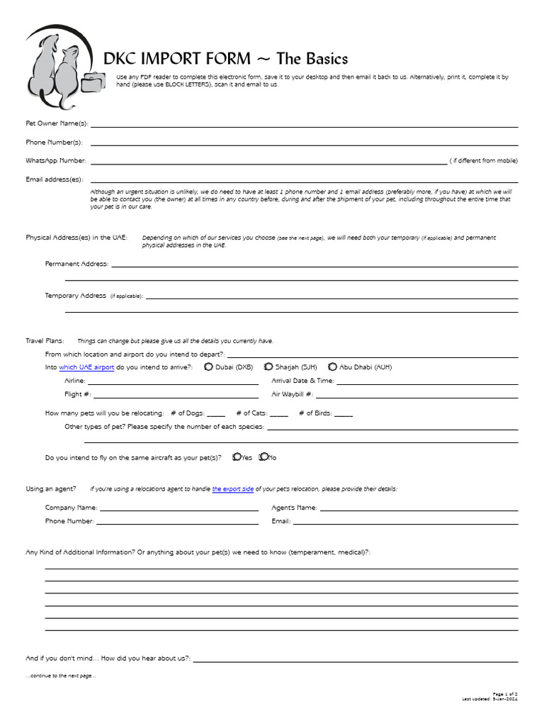 DKC Import Forms and Fees | PDF | United Arab Emirates | Pet