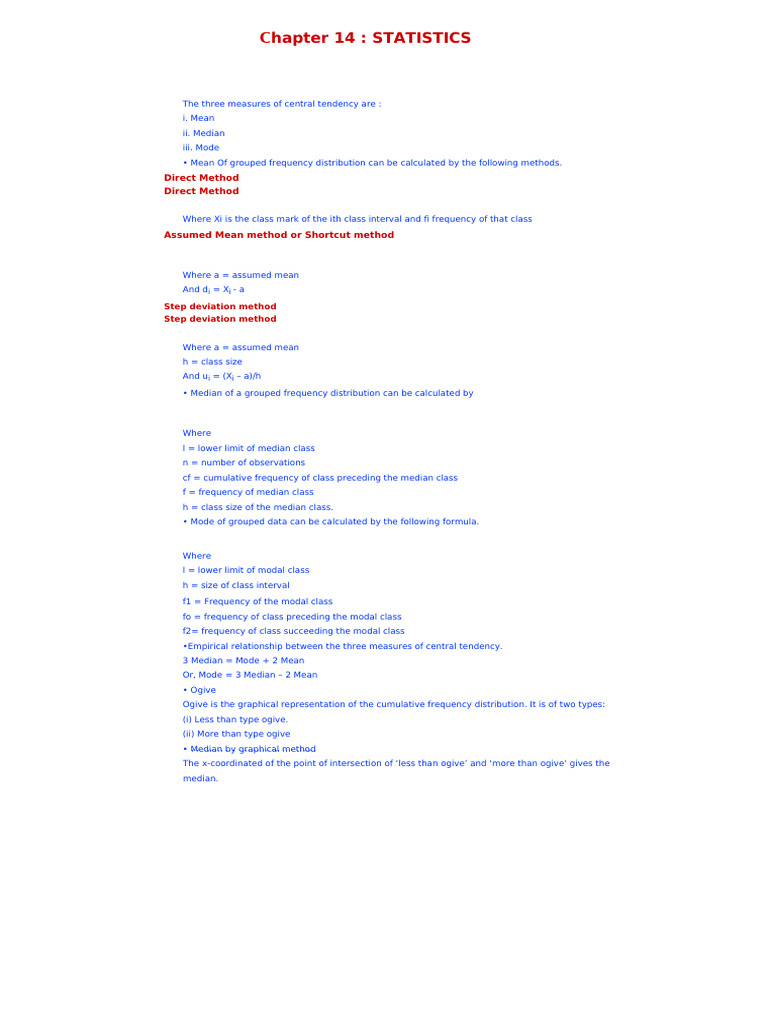 Class10 Mathematics Chapter 14. Statistics | PDF