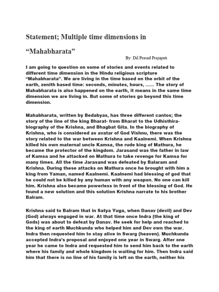 Time Dimensions in the Mahabharata | PDF | Bhagavad Gita | Krishna