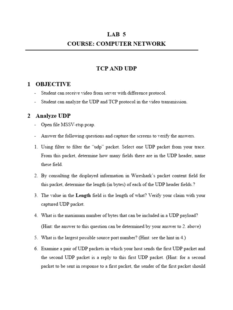 Lab 3b - TCP and UDP en | PDF | Transmission Control Protocol | Network Packet
