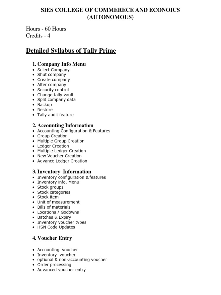 1702873373 1__Detailed Syllabus of Tally Prime - Pooja S | PDF | Value ...